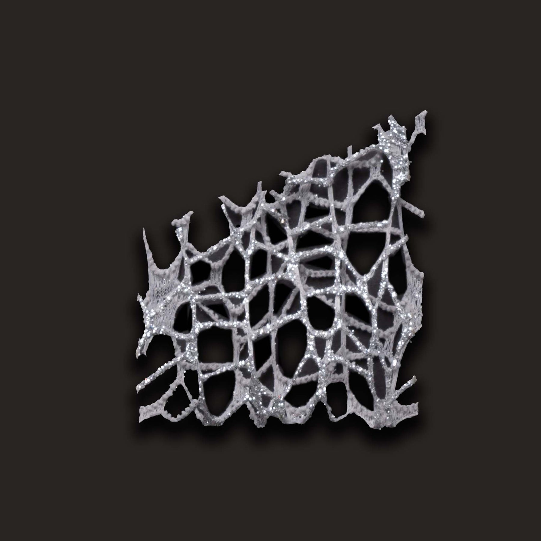 Silver Glitter Mesh Ribbon Cobweb | Ribbonly